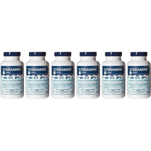 Steramine Quaternary Sanitizing Tablets (6 Pack of 150 Each), Blue ...