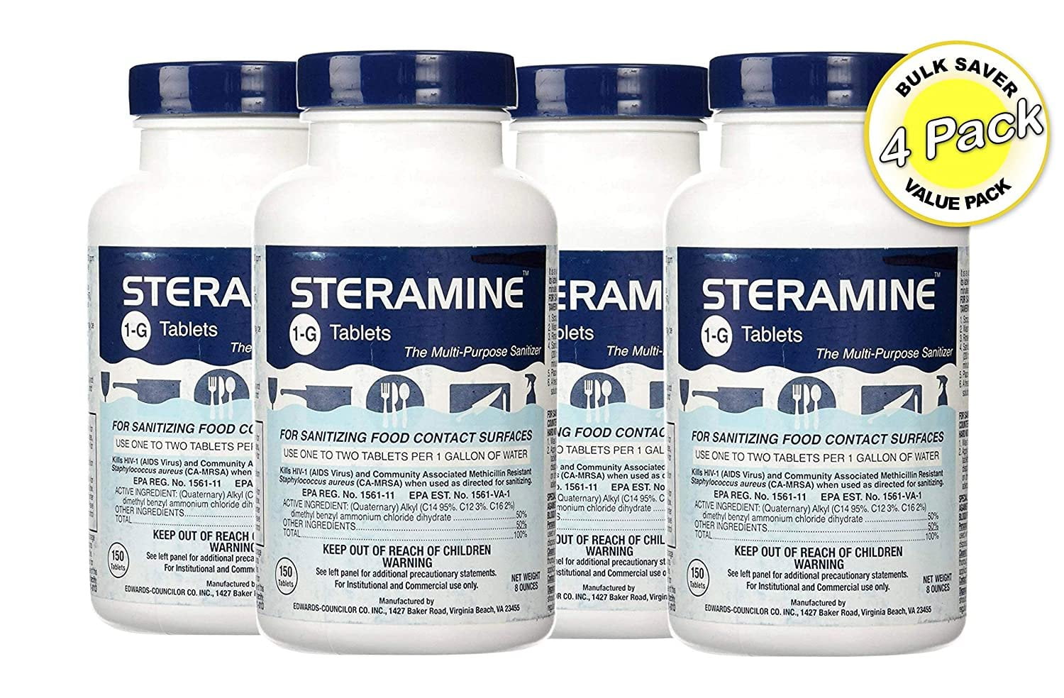 Steramine Sanitizing Tablets, For Sanitizing Food Contact Surfaces ...