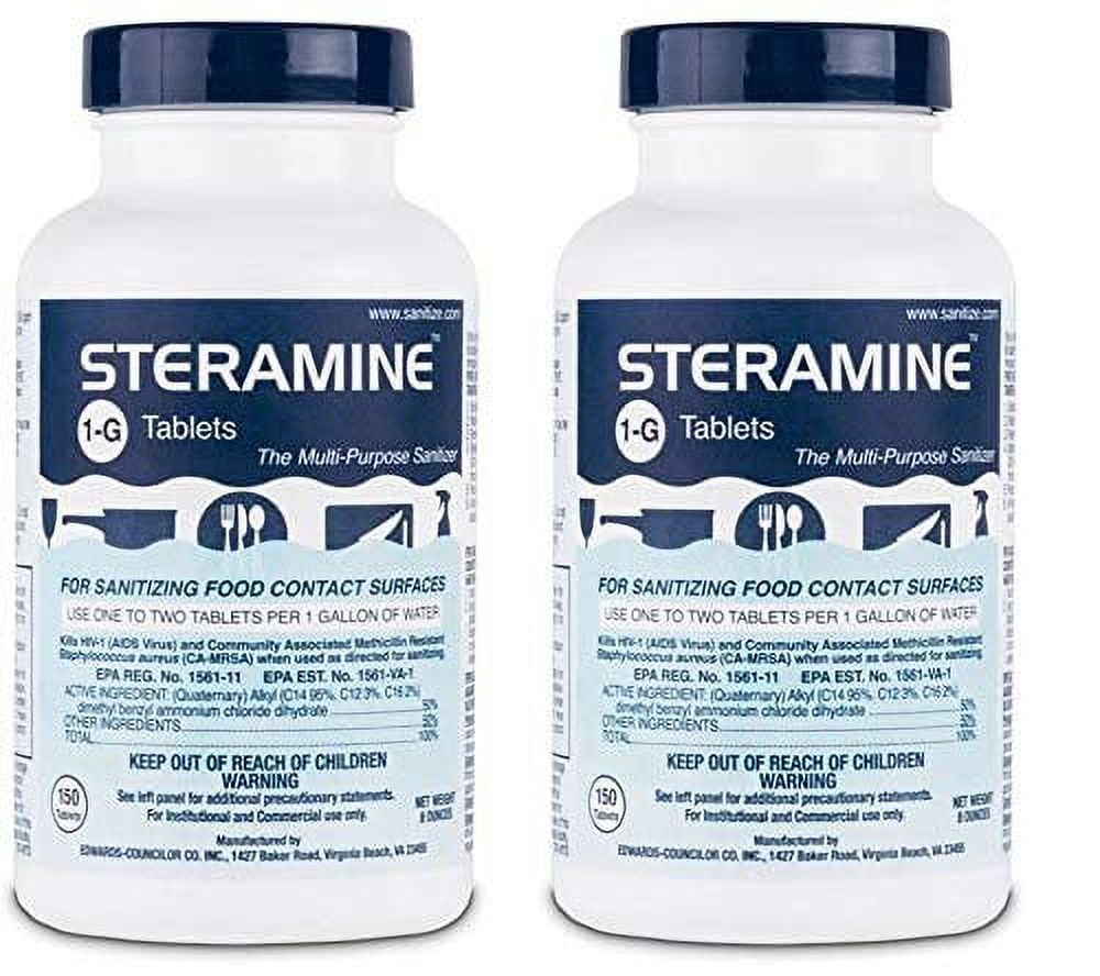 Steramine Restaurant Service Sanitizing Tablets, 150 Tablets/Bottle ...