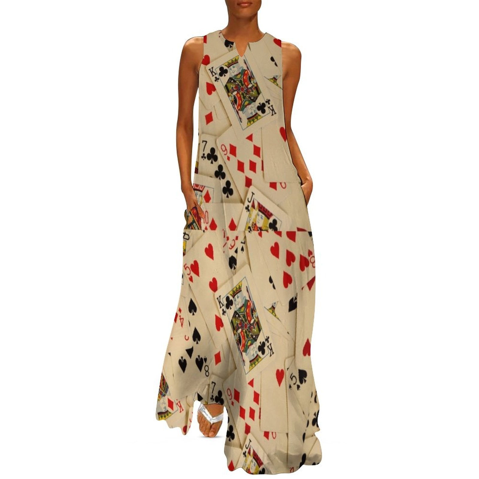 Stered Pack of Playing Cards Hearts Clubs s Spades Pattern Long Dress ...