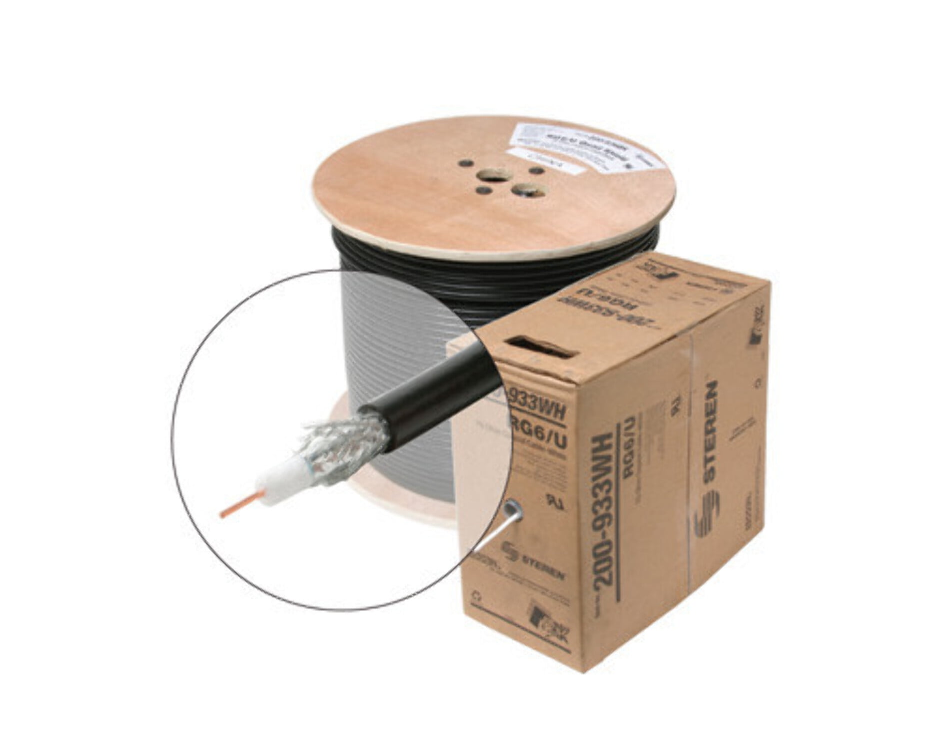 Steren 1000ft RG6 Coax Cable CU CM cULus Black Pull Box - Walmart.com