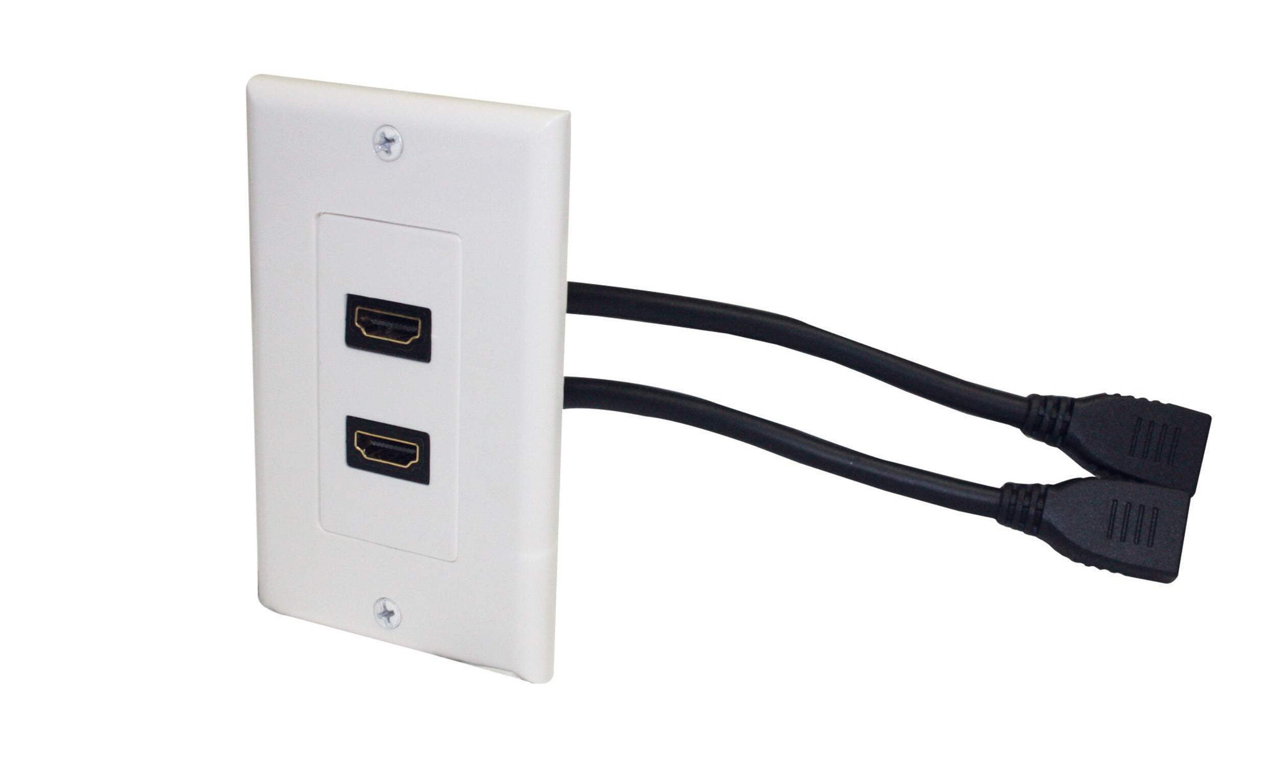 Steren HDMI 2-Port Pigtail Decorator White Wall Plate - Walmart.com