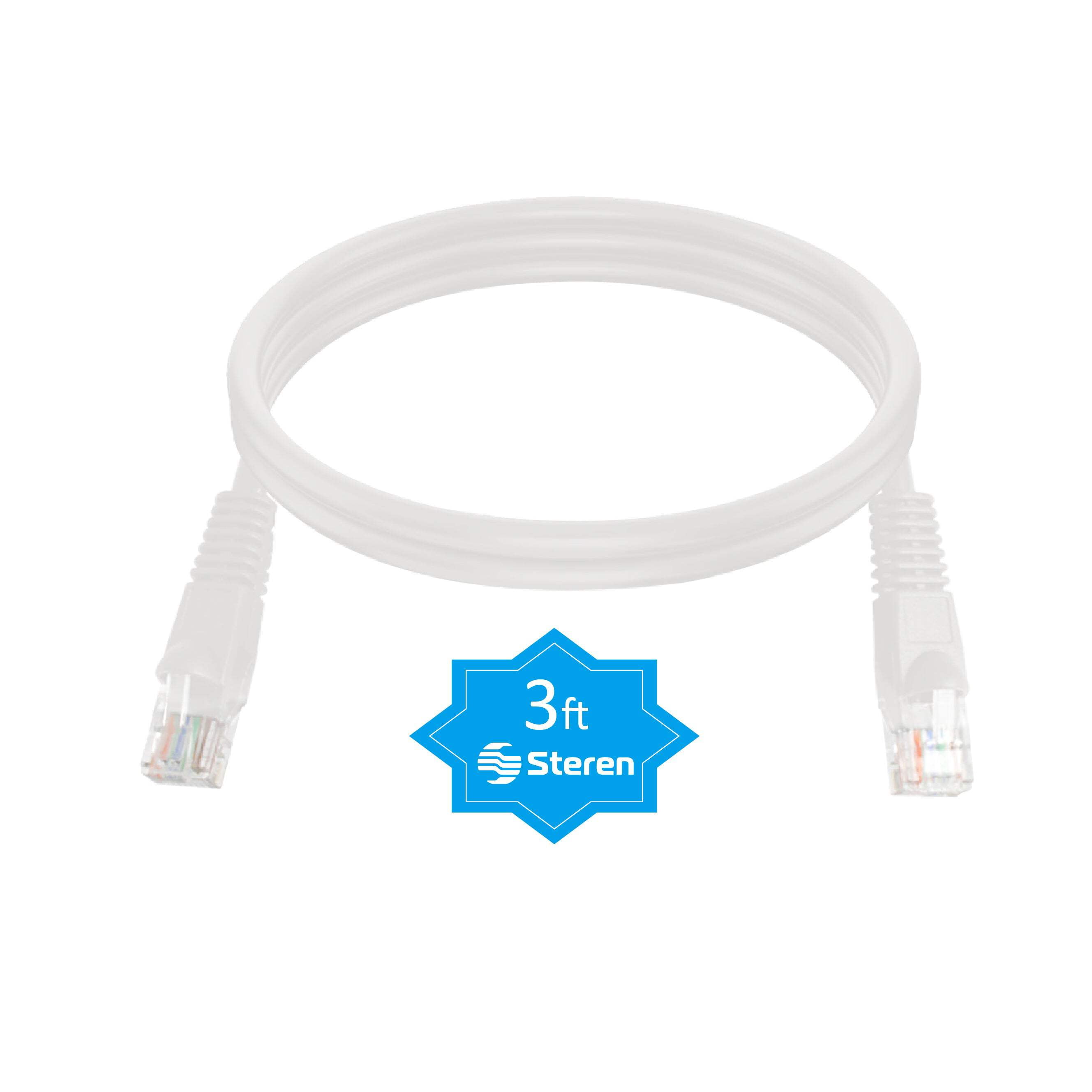 Steren 3ft Cat6 Patch Cord Snagless UTP cULus Molded White | Enhanced ...
