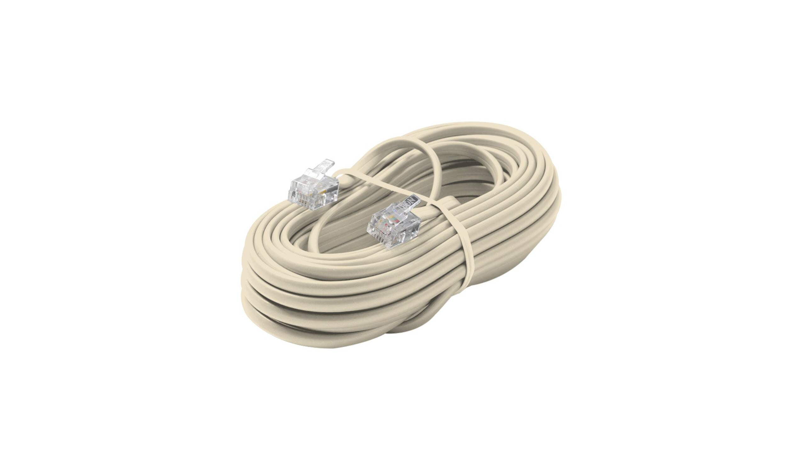Steren 50ft 6C Modular Flat Telephone Line Cord - RJ12 - Ivory ...