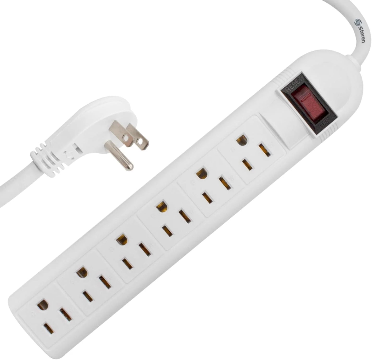 Steren 6-Outlet Power Strip with 3ft Heavy-Duty Cord, 240 Joules ...