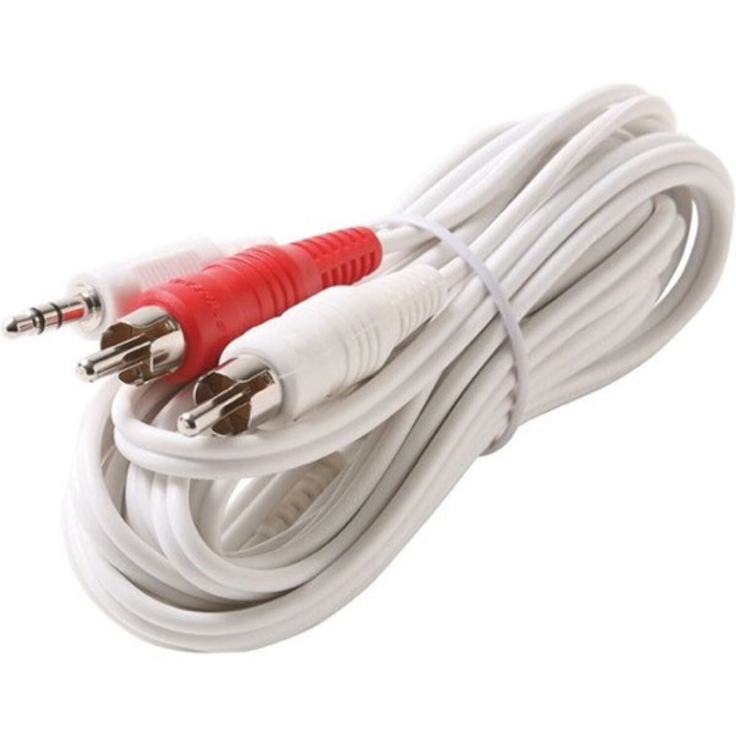 Steren 6in 3.5mm Stereo Plug to 2-RCA Plug Y Audio Patch Cord White ...