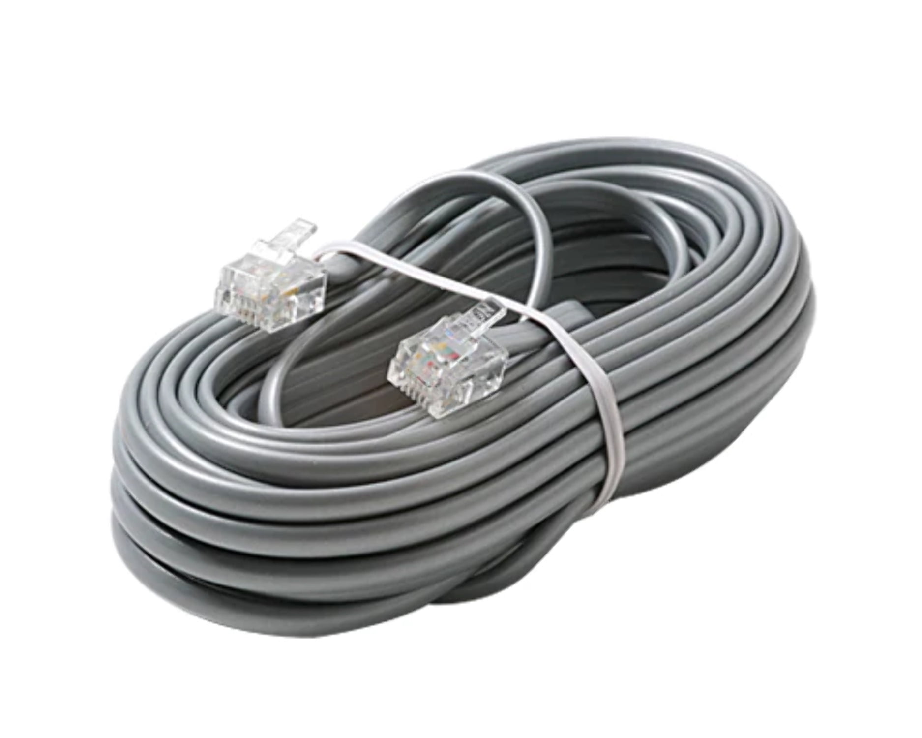 Steren 7ft 4C Modular Flat Telephone Line Cord Silver - Walmart.com