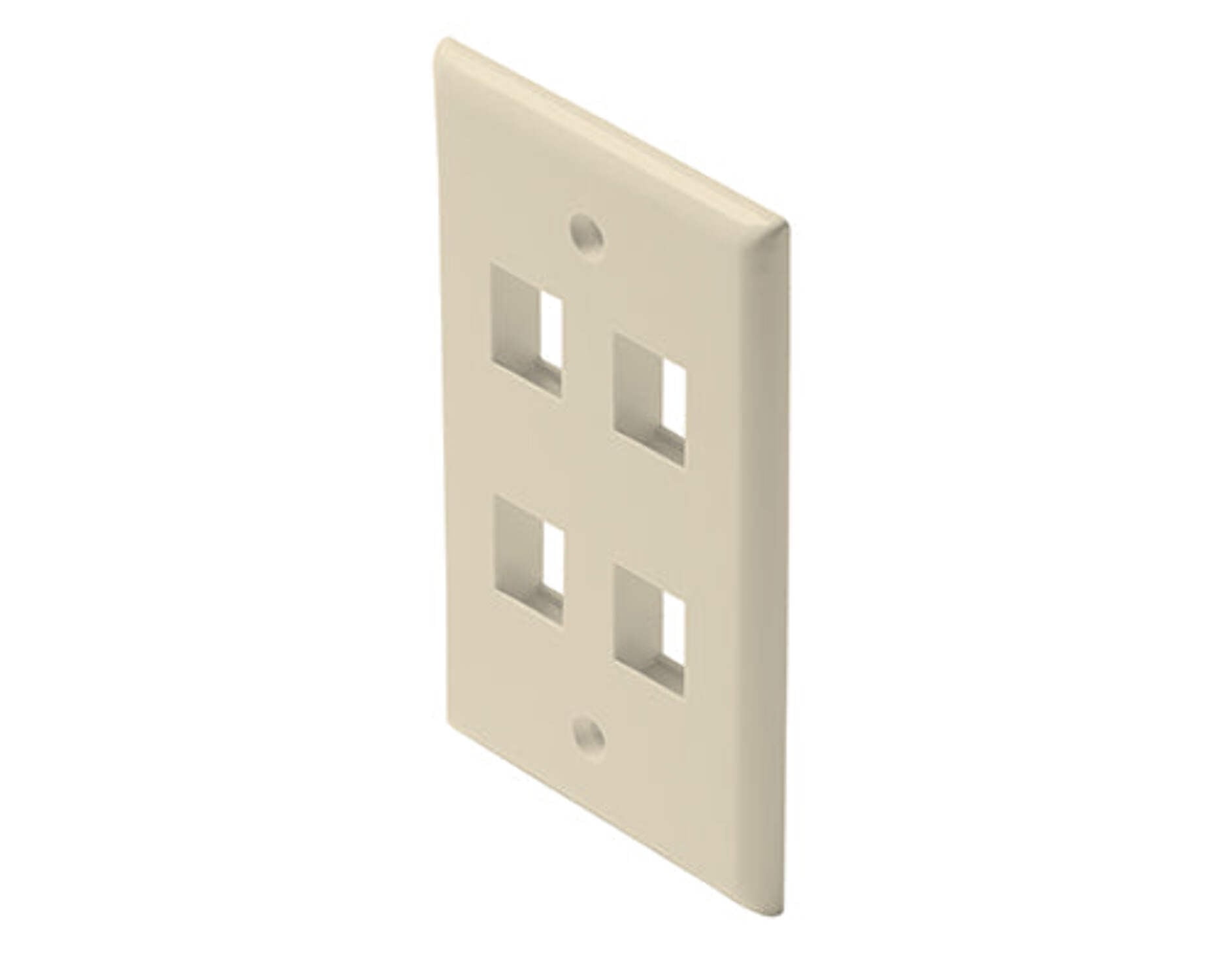 Steren Keystone 4-Cavity Wall Plate Ivory - High-Impact ABS Flush Mount ...