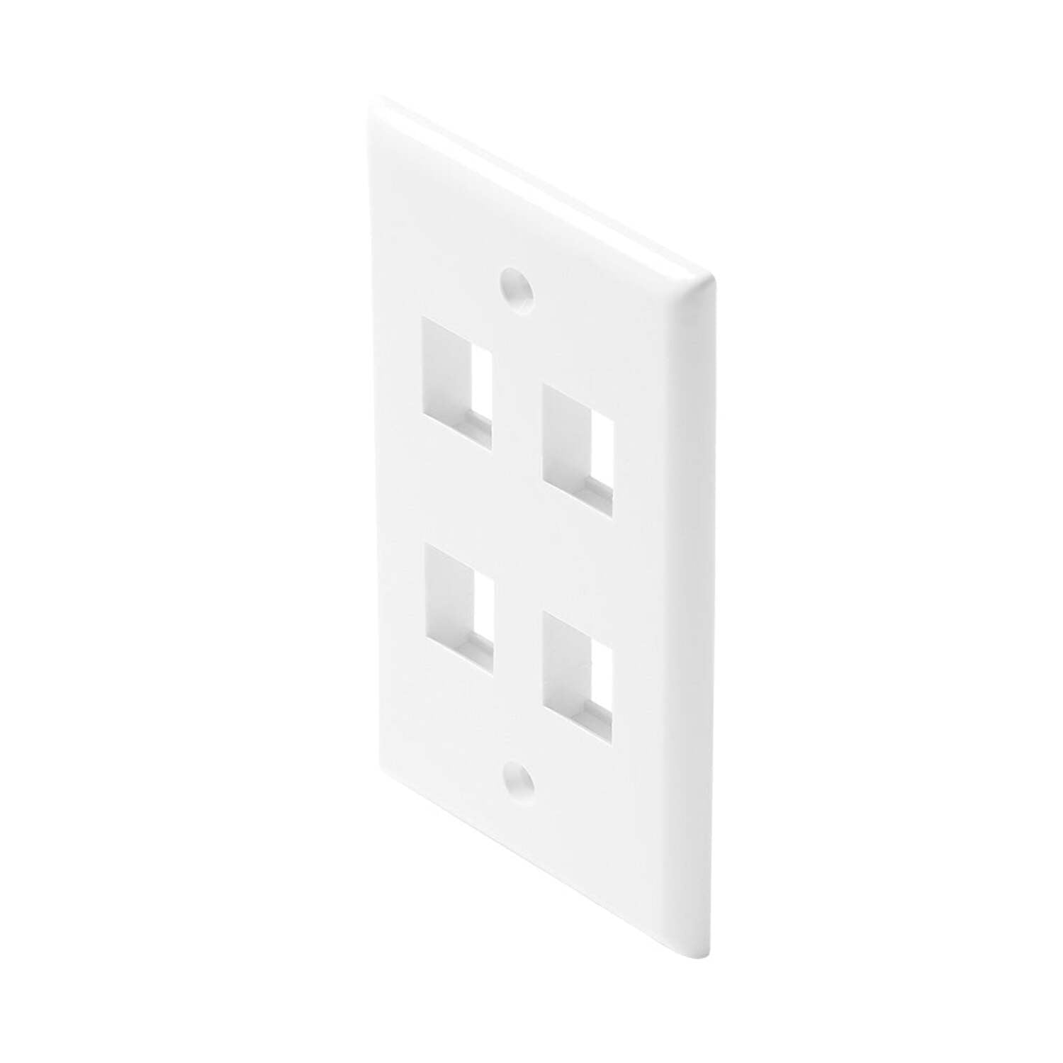 Steren Keystone 4-Cavity Wall Plate UL Listed - White - Walmart.com
