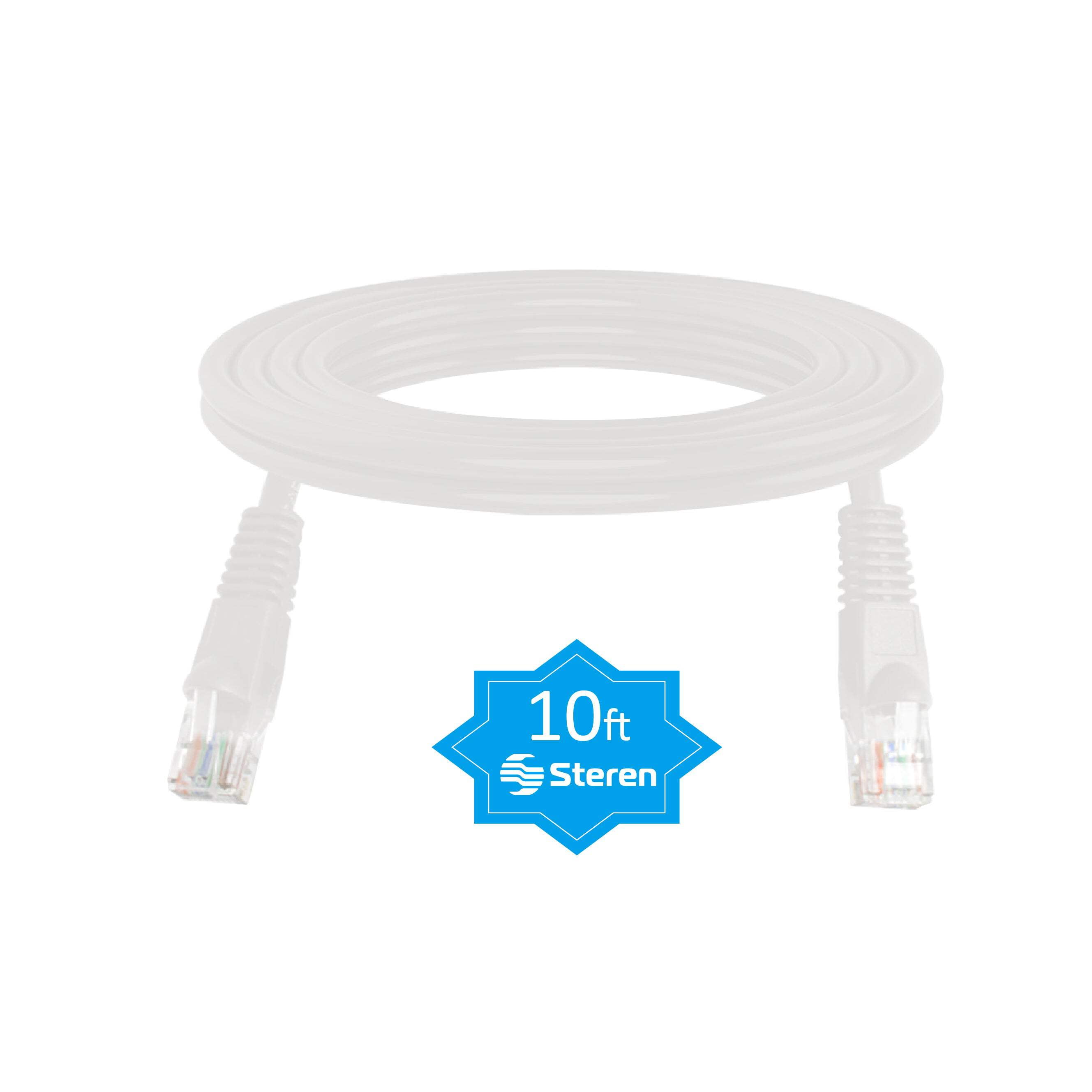 Steren 10ft Cat5e Ethernet Cable - Internet, Molded, Snagless, UTP ...