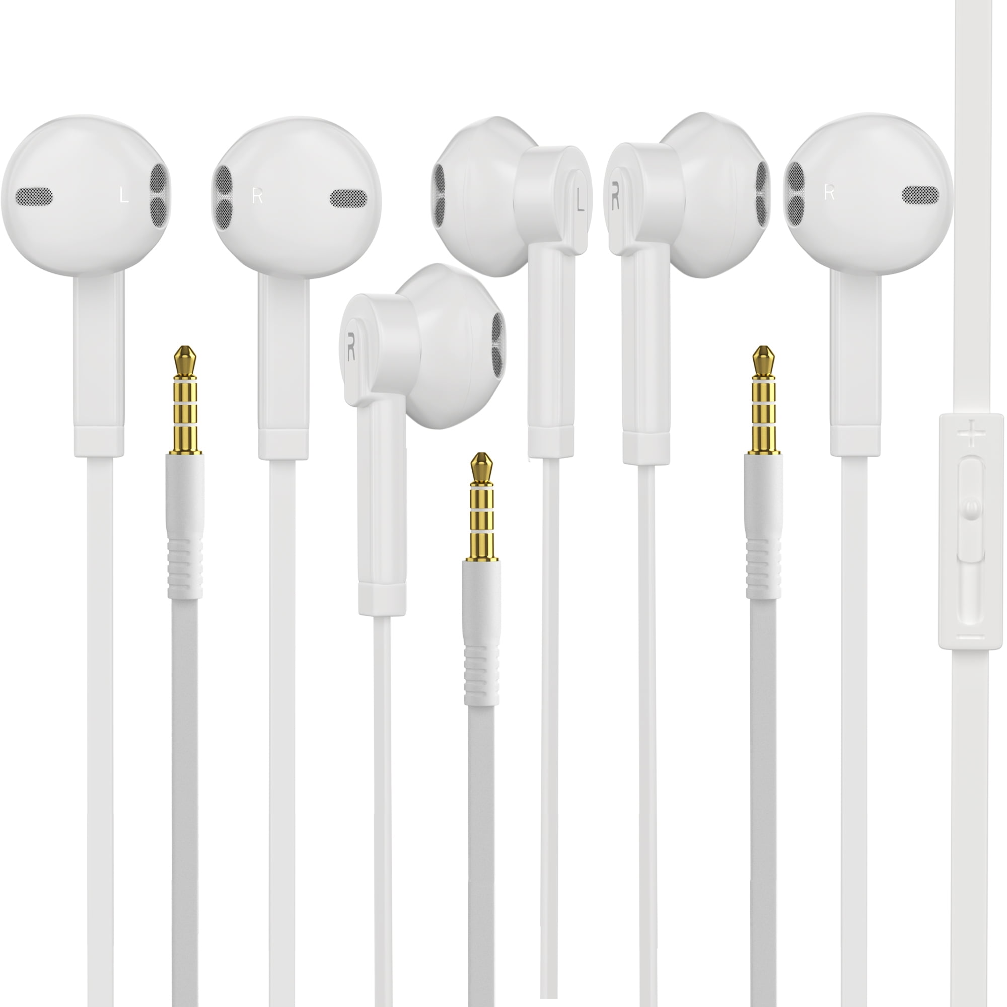 Stereo 3.5mm Multi-Buds Wired Headphones with Phone Mic, In-Ear Earbuds ...