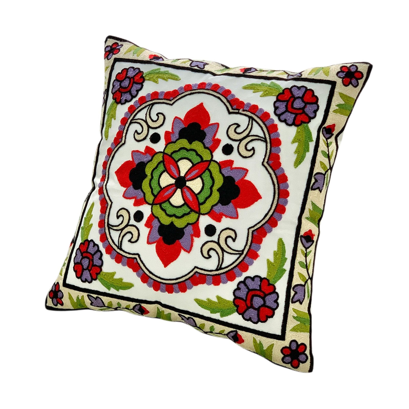 Stereo Embroidery Floral Pillow Cover Ethnic Style Cushion Cover for ...