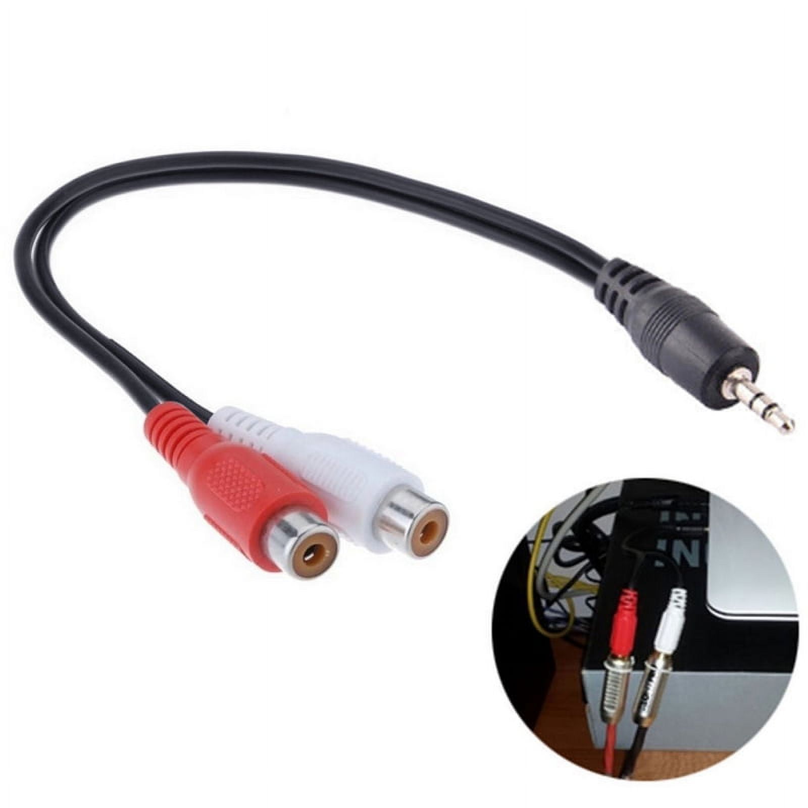 Stereo Male Jack To 2 RCA Female Plug Adapter Headphone Cable Cord 3 ...
