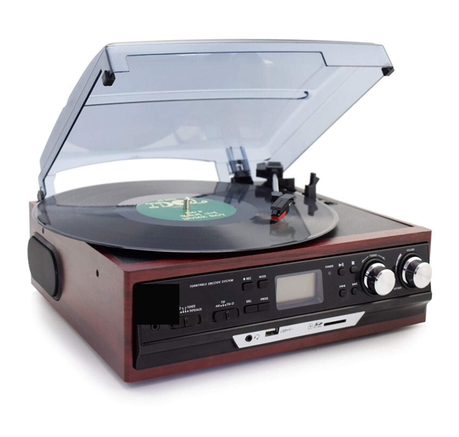 Stereo Phono Turntable Vinyl LP Record Player With AMFM Radio USB/SD ...