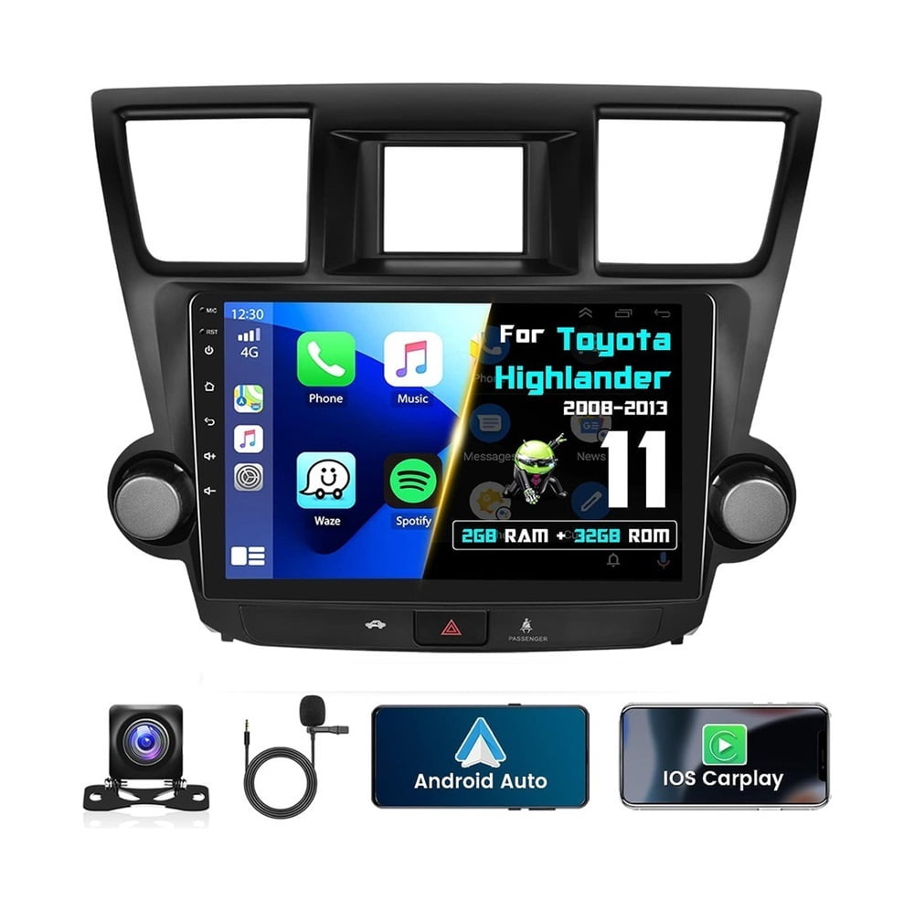 Stereo Toyota Highlander 2008-2013 Android Carplay GPS 2+32G - Walmart.com