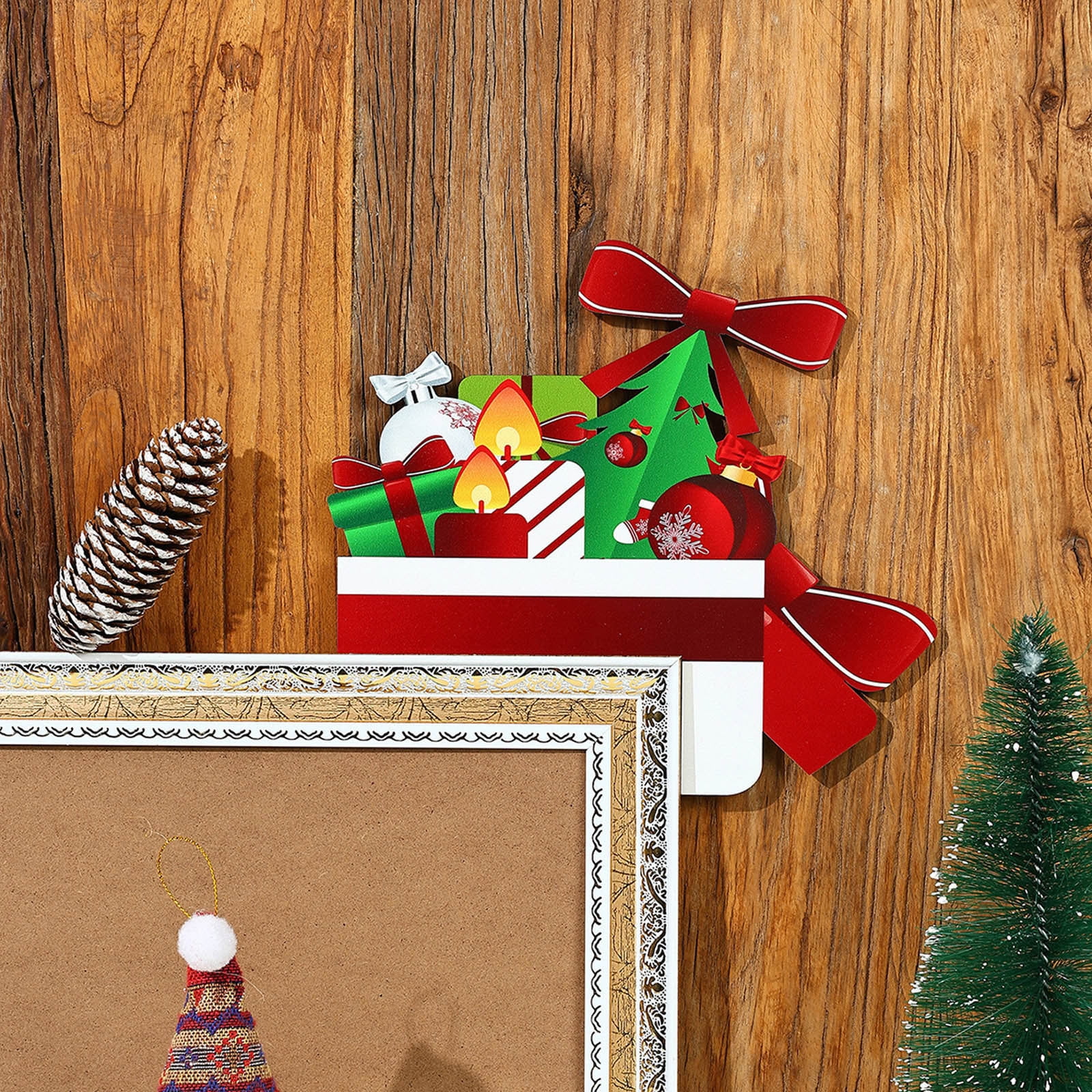 Stereoscopic Santa Claus Deer Cart Wooden Door Corner Sticker Door ...