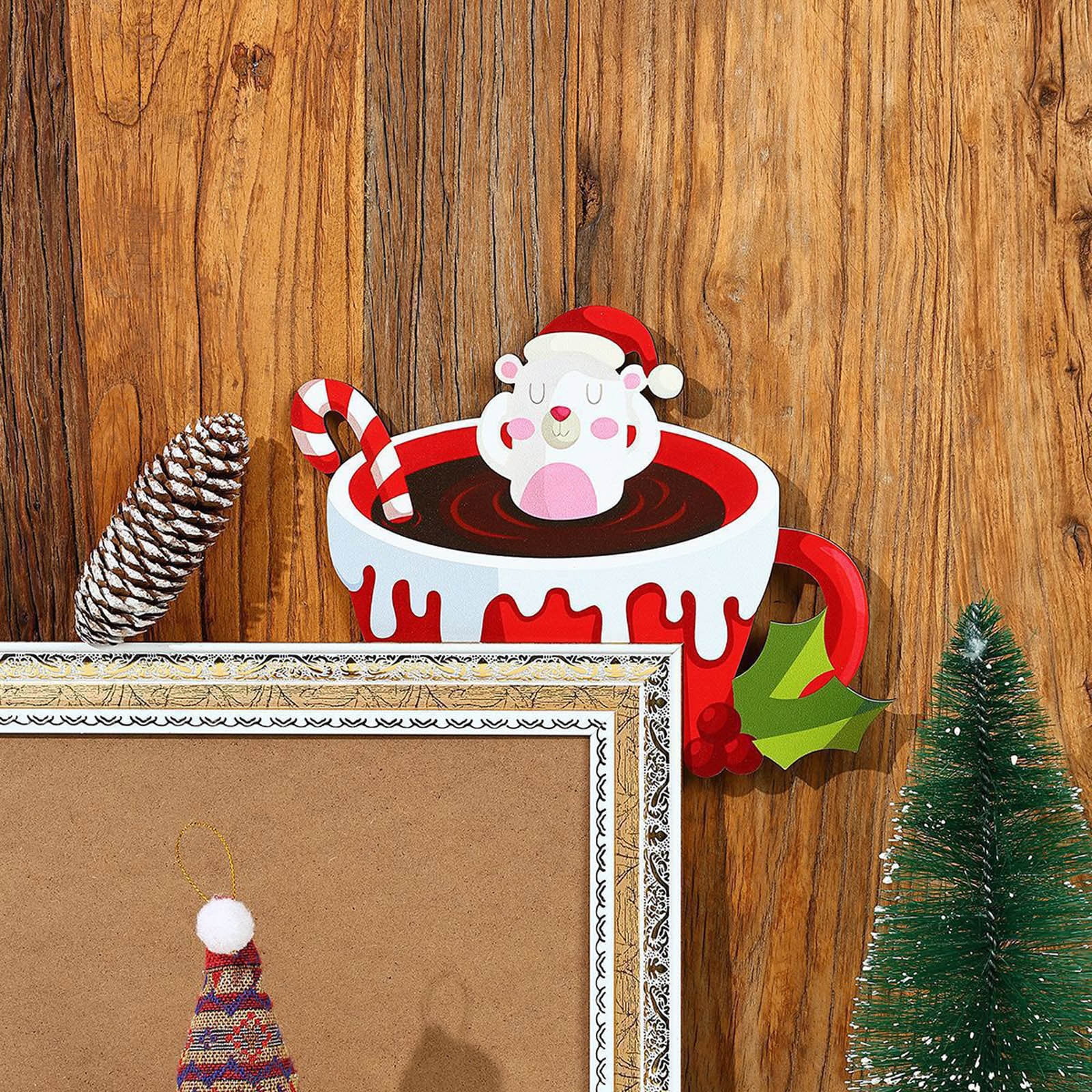 Stereoscopic Santa Claus Deer Cart Wooden Door Corner Sticker Door ...