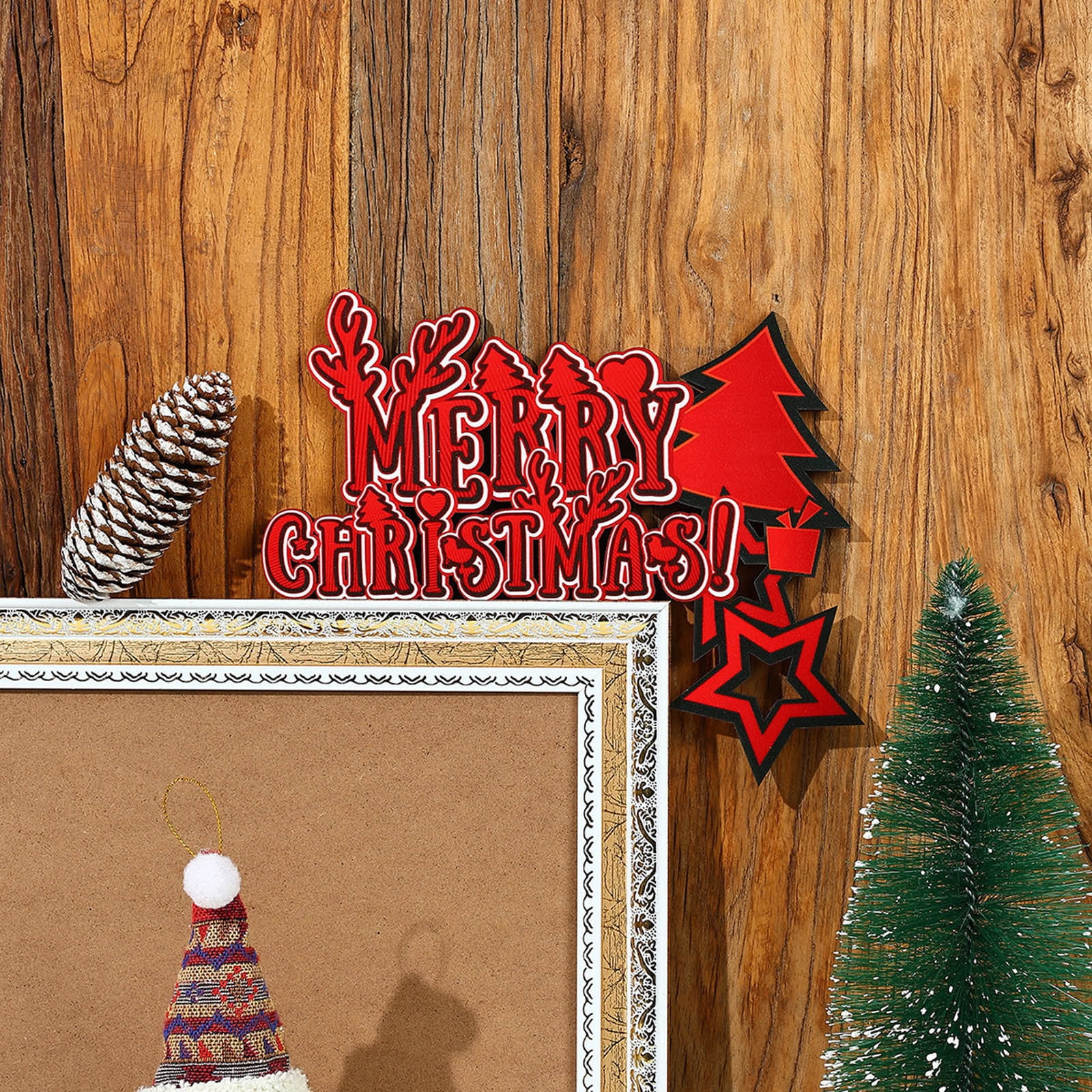 Stereoscopic Santa Claus Deer Cart Wooden Door Corner Sticker Door ...