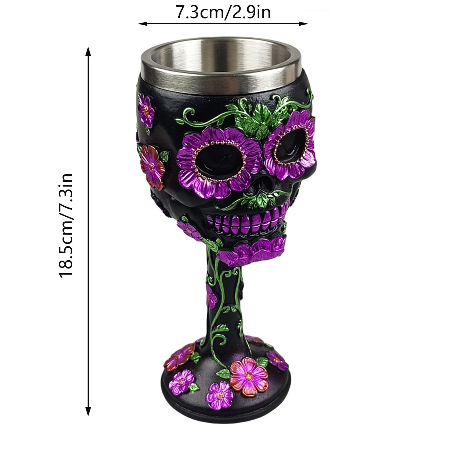 Stereoscopic Skull Wine Glass Stainless Steel Lined Tall Glasses 200mL ...