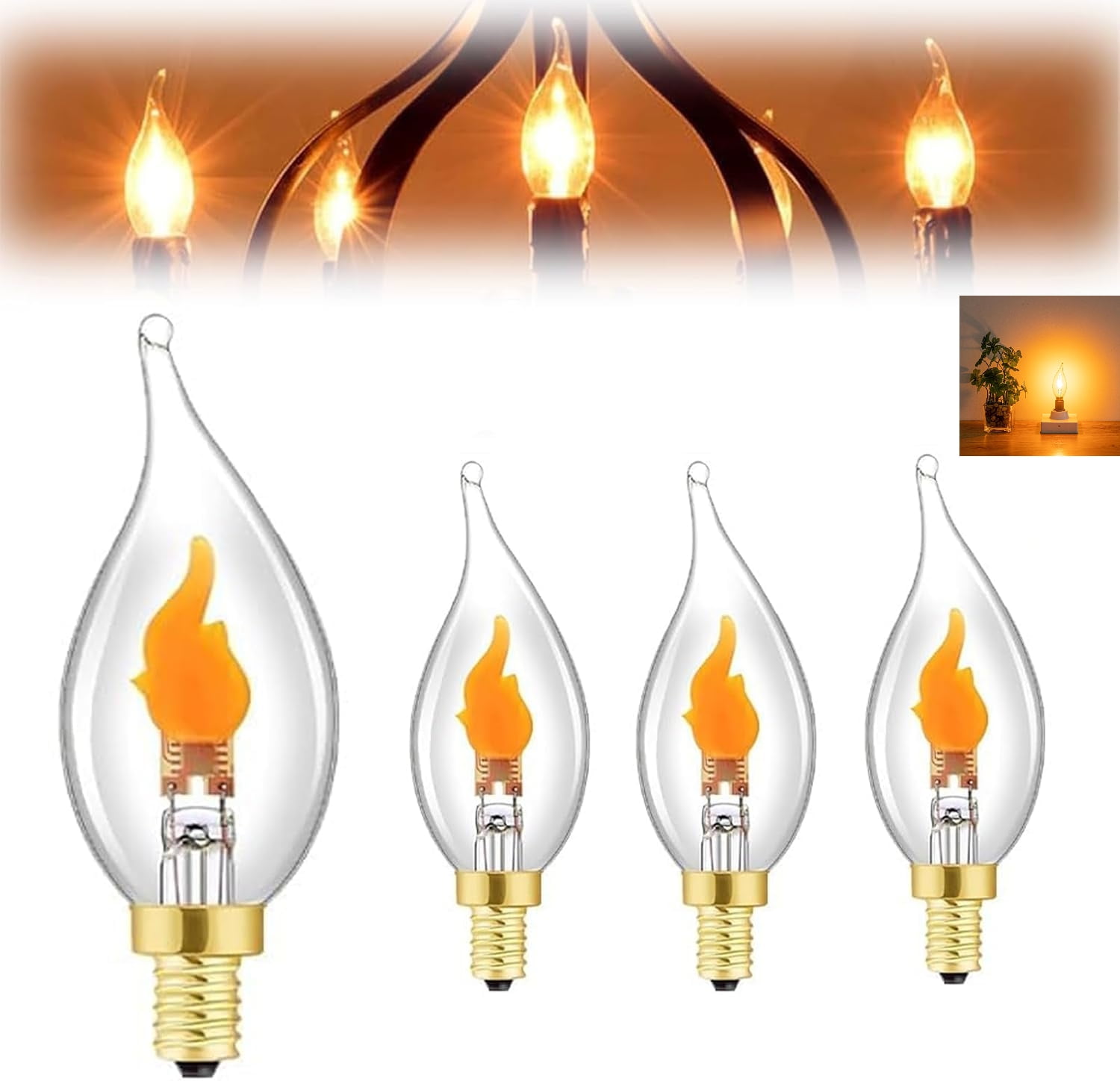 Stereover E12 LED Flickering Flame Decoration Light Bulbs Flickering ...