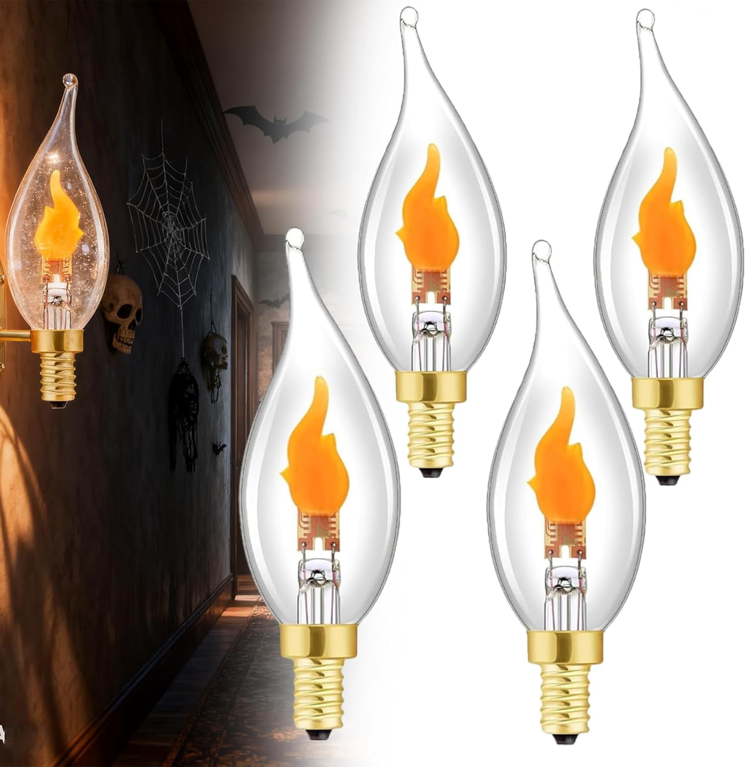 Stereover E12 LED Flickering Flame Decoration Light Bulbs, Stereover ...