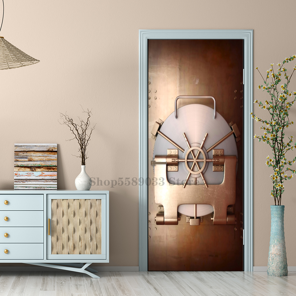 Stereovision Geometric Photo Door Sticker Wallpaper Adhesive Vinyl ...