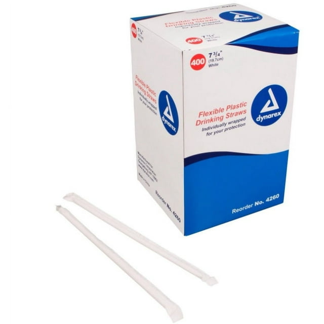 Sterex Flexi Straws, 400 Pieces Individually Wrapped Disposable Plastic ...