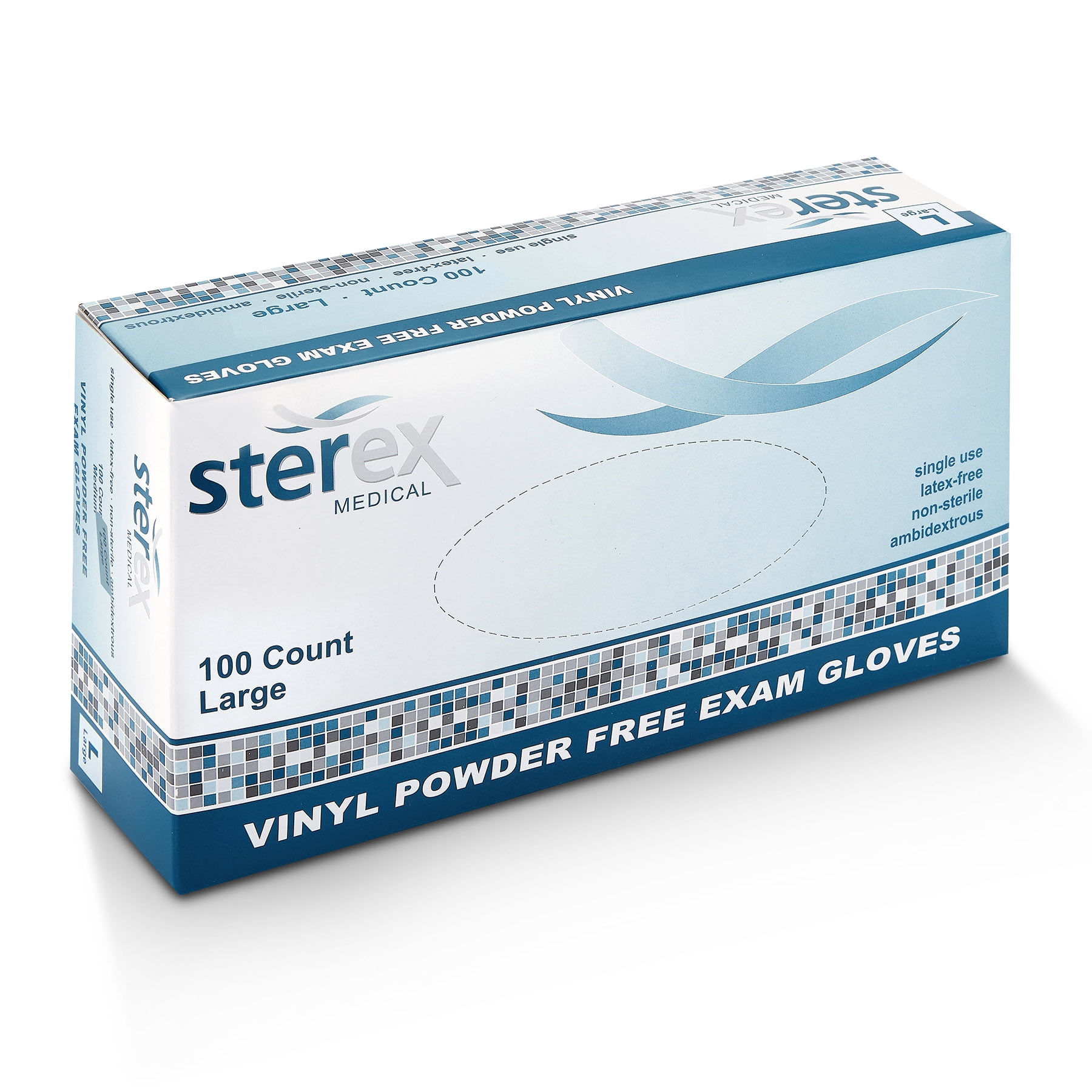 Sterex Vinyl Powder Free Exam Disposable Gloves Large, Case of 10 Boxes ...