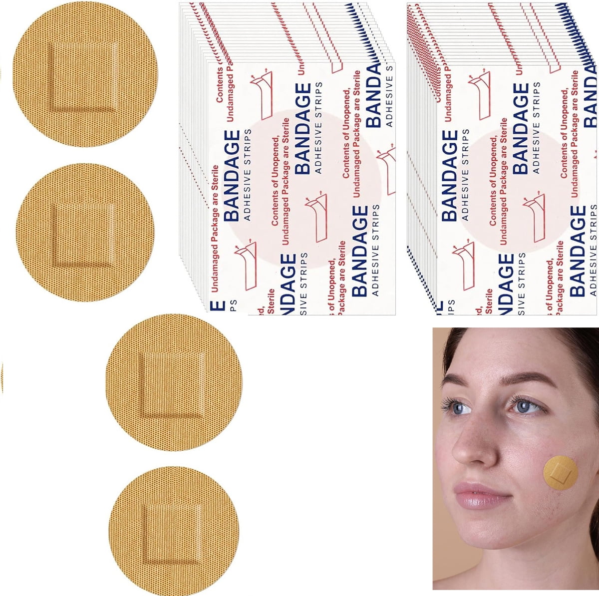 Sterile Adhesive Spot Bandage,Tutuviw 200 Pcs 1'' Round Fabric Adhesive ...