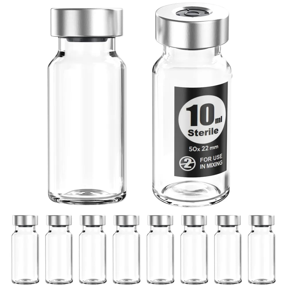Sterile Empty Vials Silver Aluminum Cap with Butyl Rubber Stopper ...