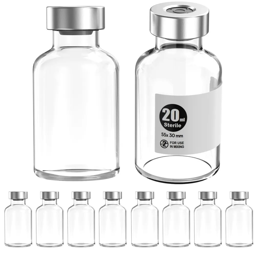 Sterile Empty Vials Silver Aluminum Cap with Butyl Rubber Stopper ...