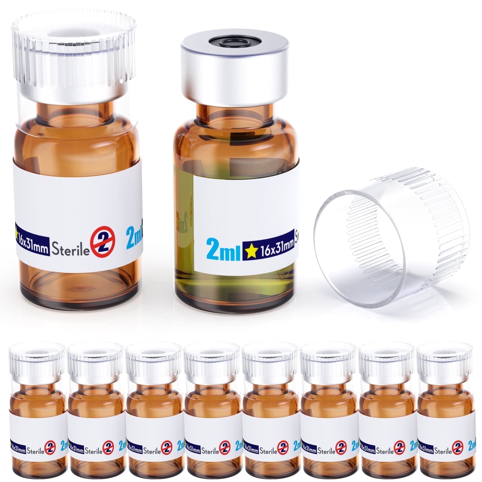 Sterile Empty Vials With Reuse Cap And 13 mm Self Healing Injection ...