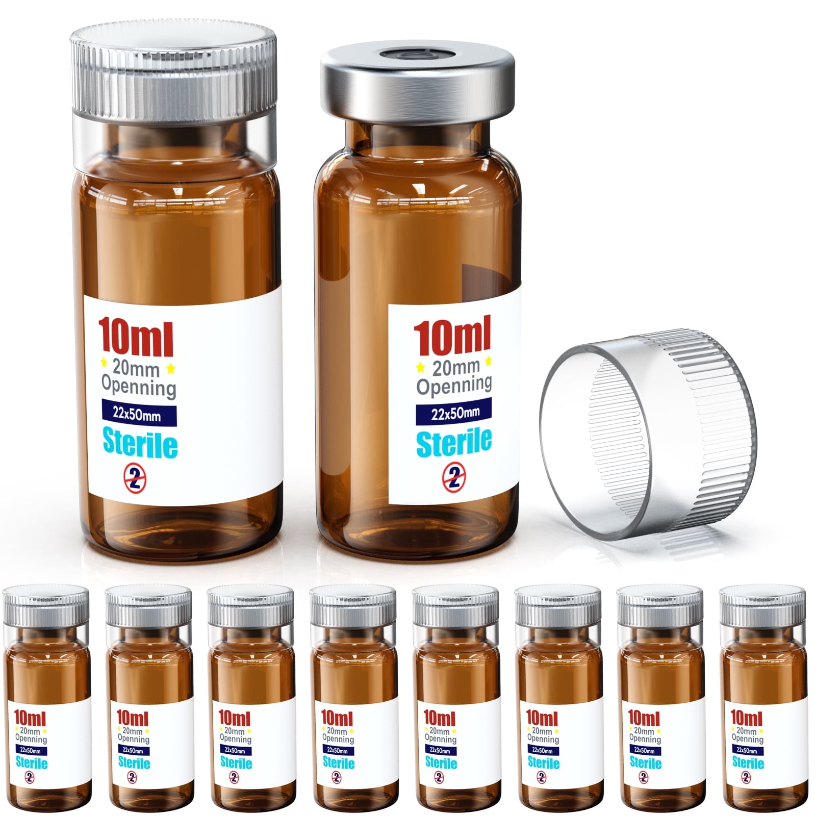 Sterile Empty Vials With Reuse Cap And 20 mm Self Healing Injection ...