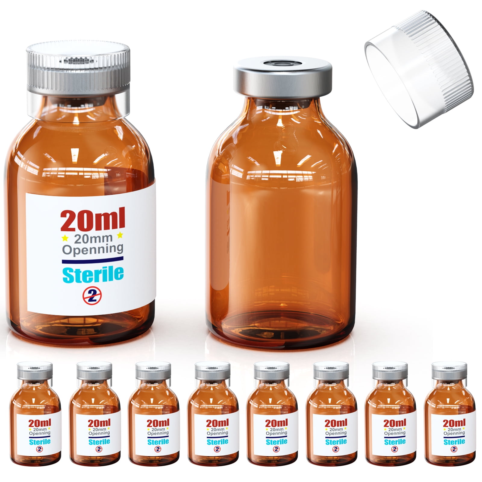 Sterile Empty Vials With Reuse Cap And 20 mm Self Healing Injection ...