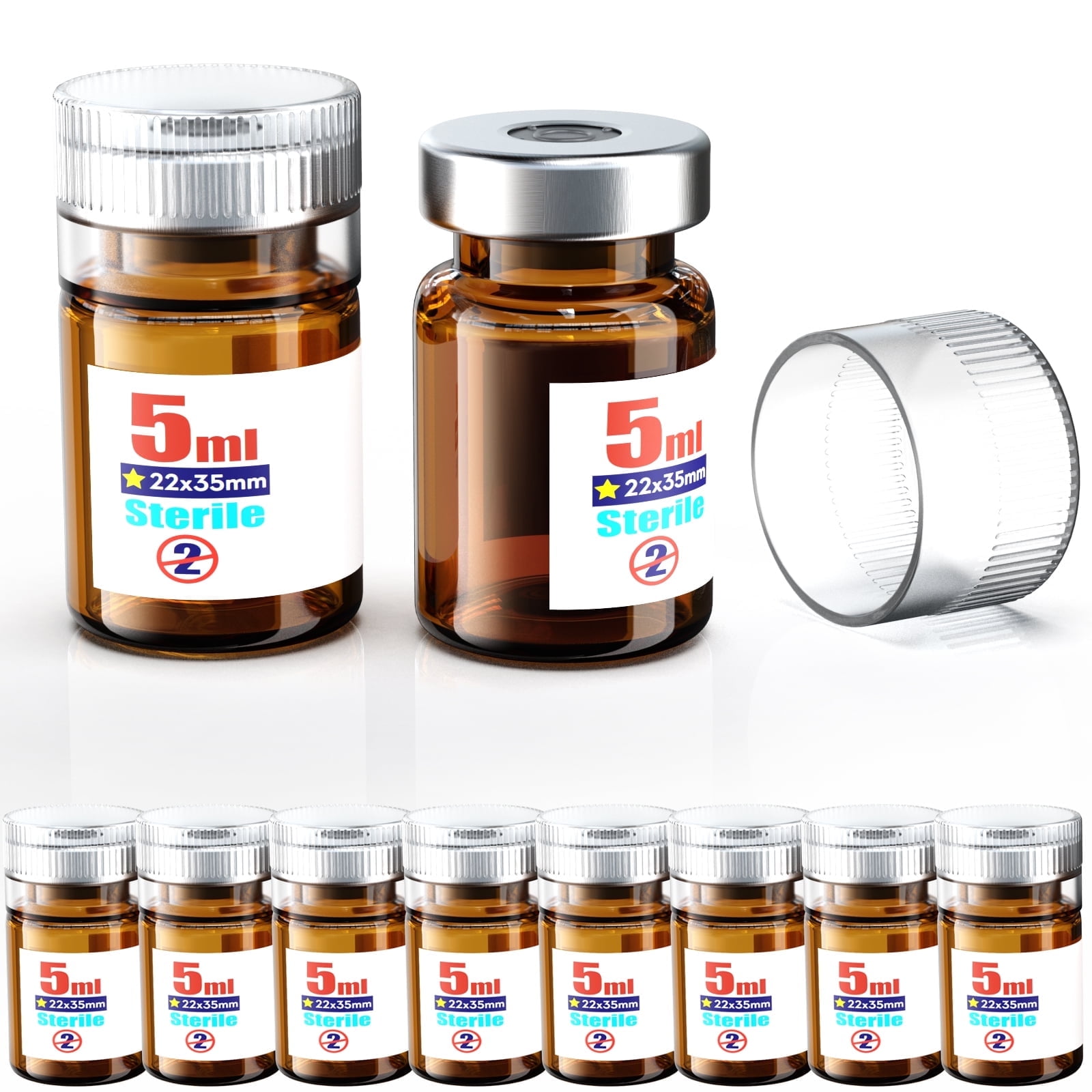 Sterile Empty Vials With Reuse Cap And 20 mm Self Healing Injection ...