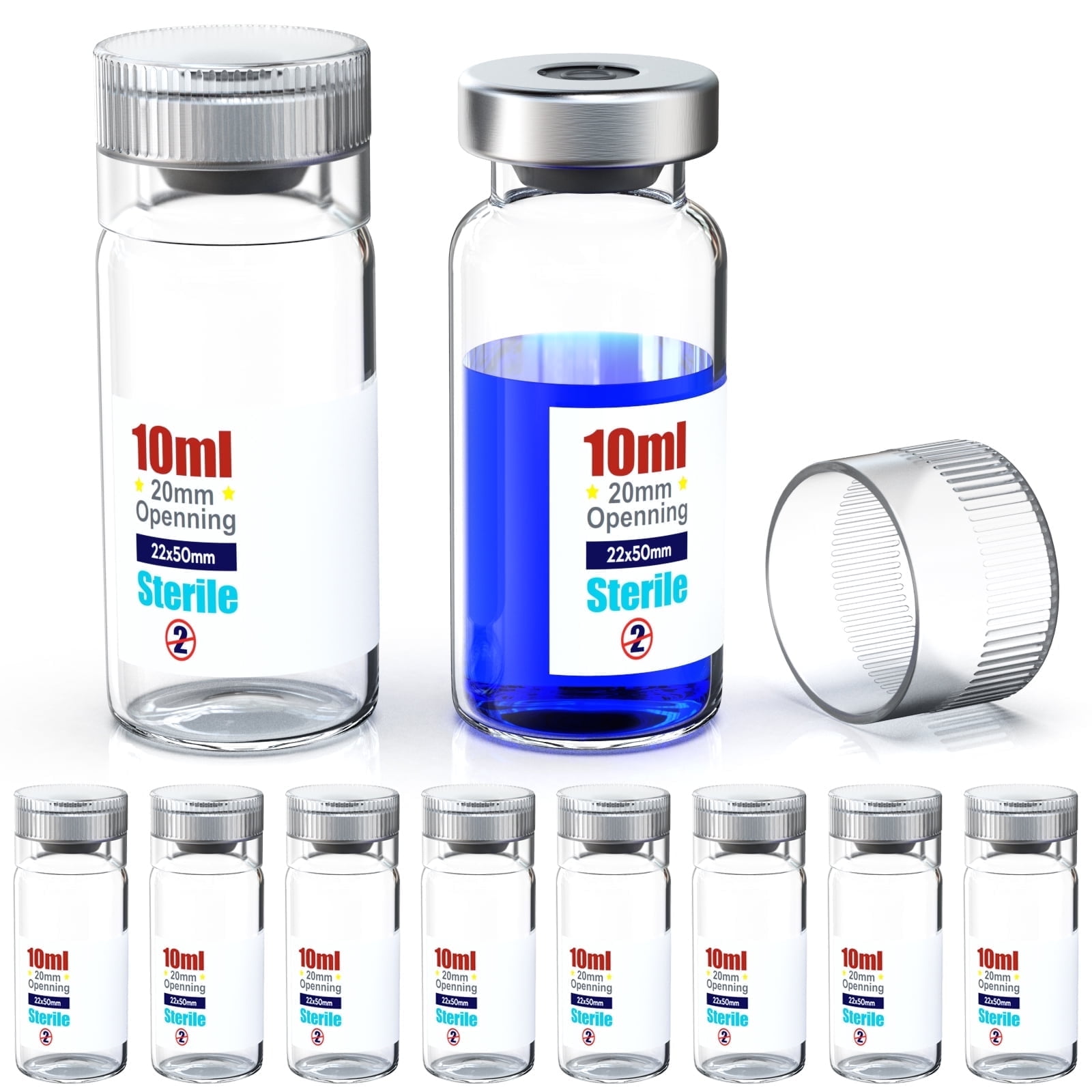 Sterile Empty Vials With Reuse Cap And 20 mm Self Healing Injection ...
