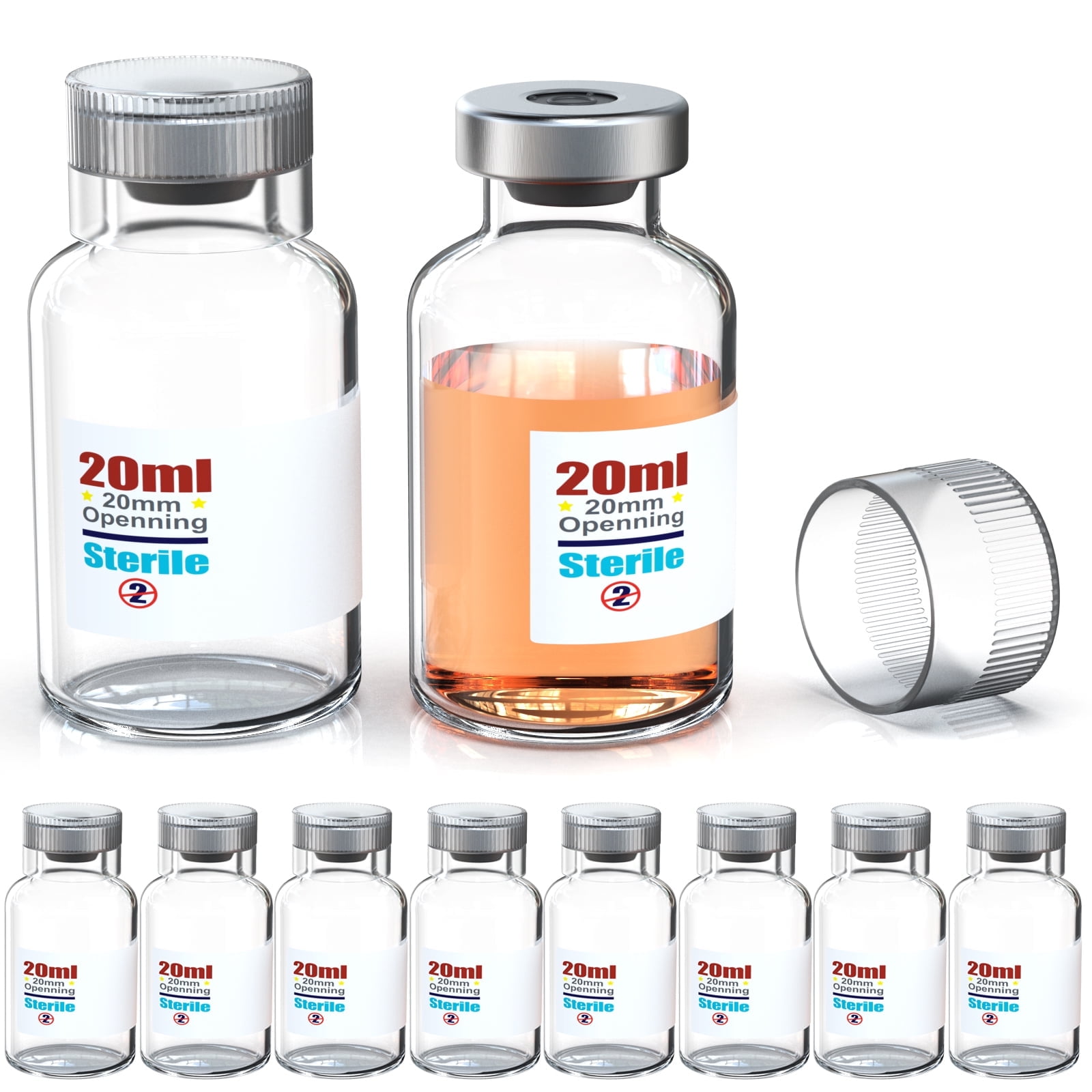 Sterile Empty Vials With Reuse Cap And 20 mm Self Healing Injection ...