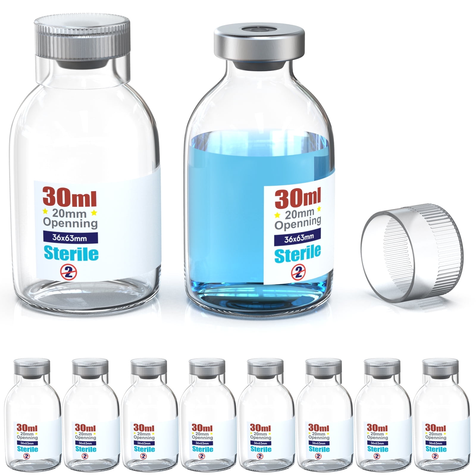 Sterile Empty Vials With Reuse Cap And 20 mm Self Healing Injection ...