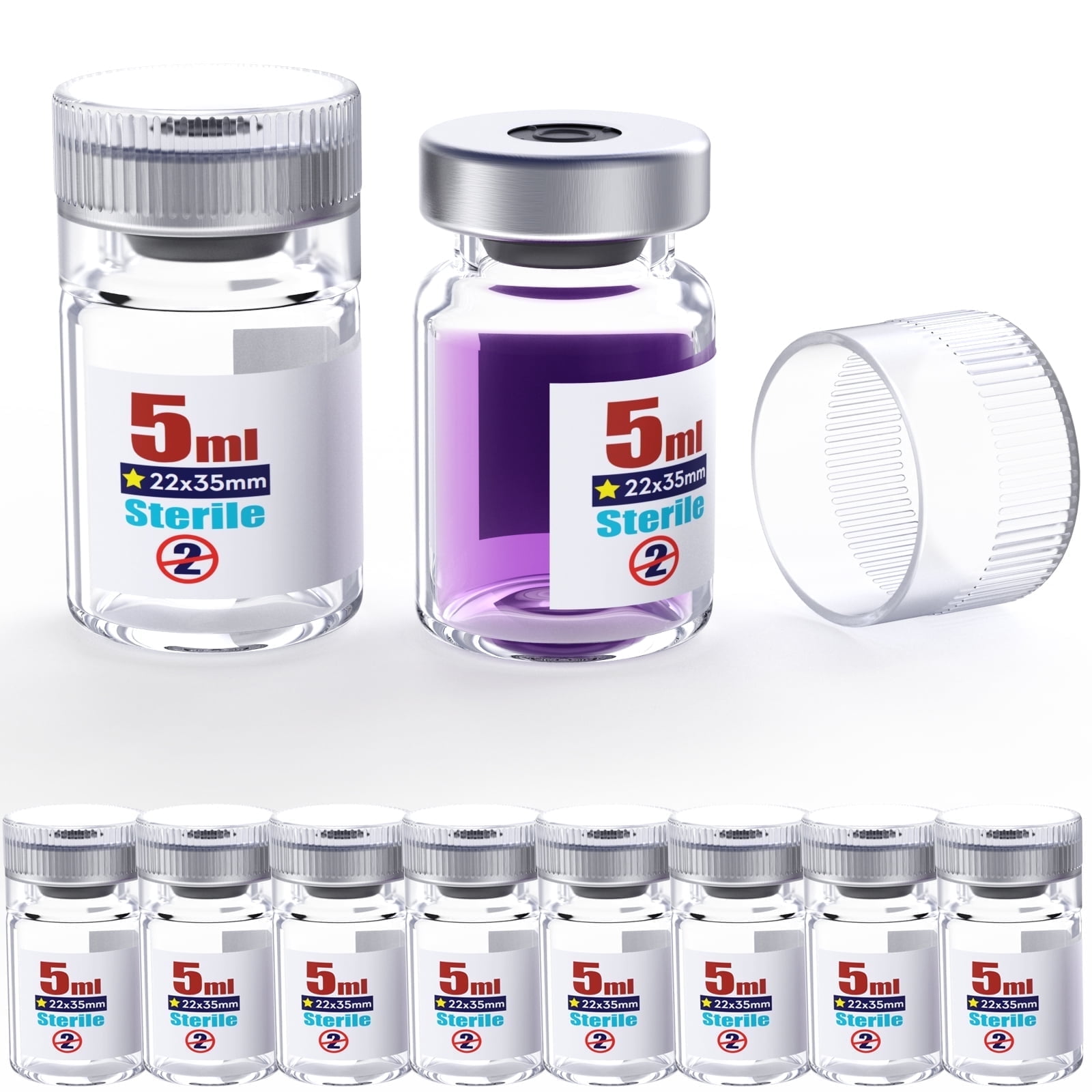 Sterile Empty Vials With Reuse Cap And 20 mm Self Healing Injection ...