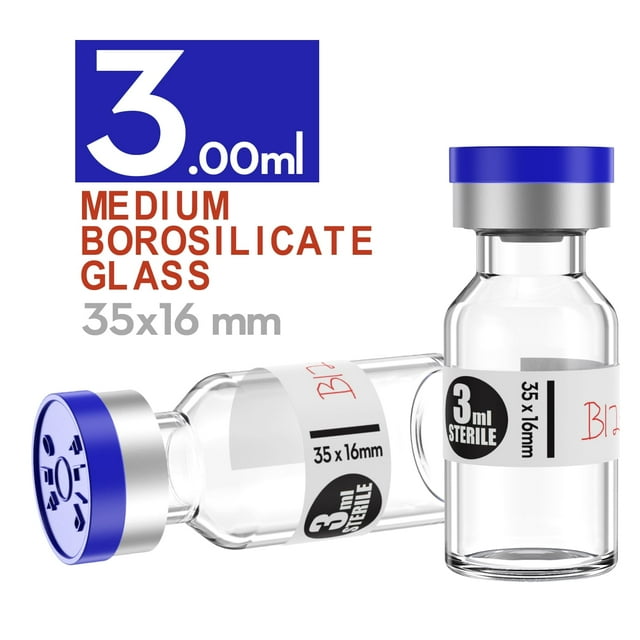 Sterile 3ml Vials: Self Healing Injection Port, Flip Off Cap ...