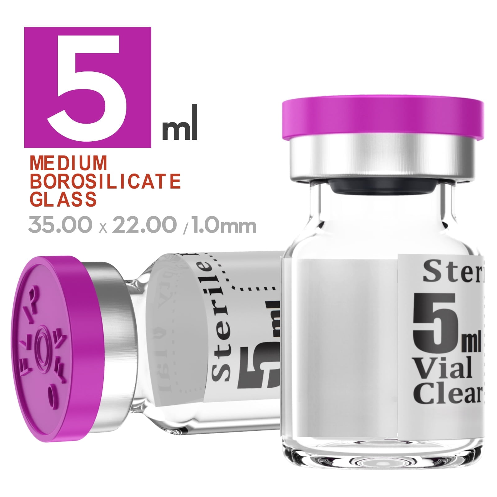 Biomed Scientific Sterile Empty Vials, 5ml, EO Sterilized Borosilicate ...