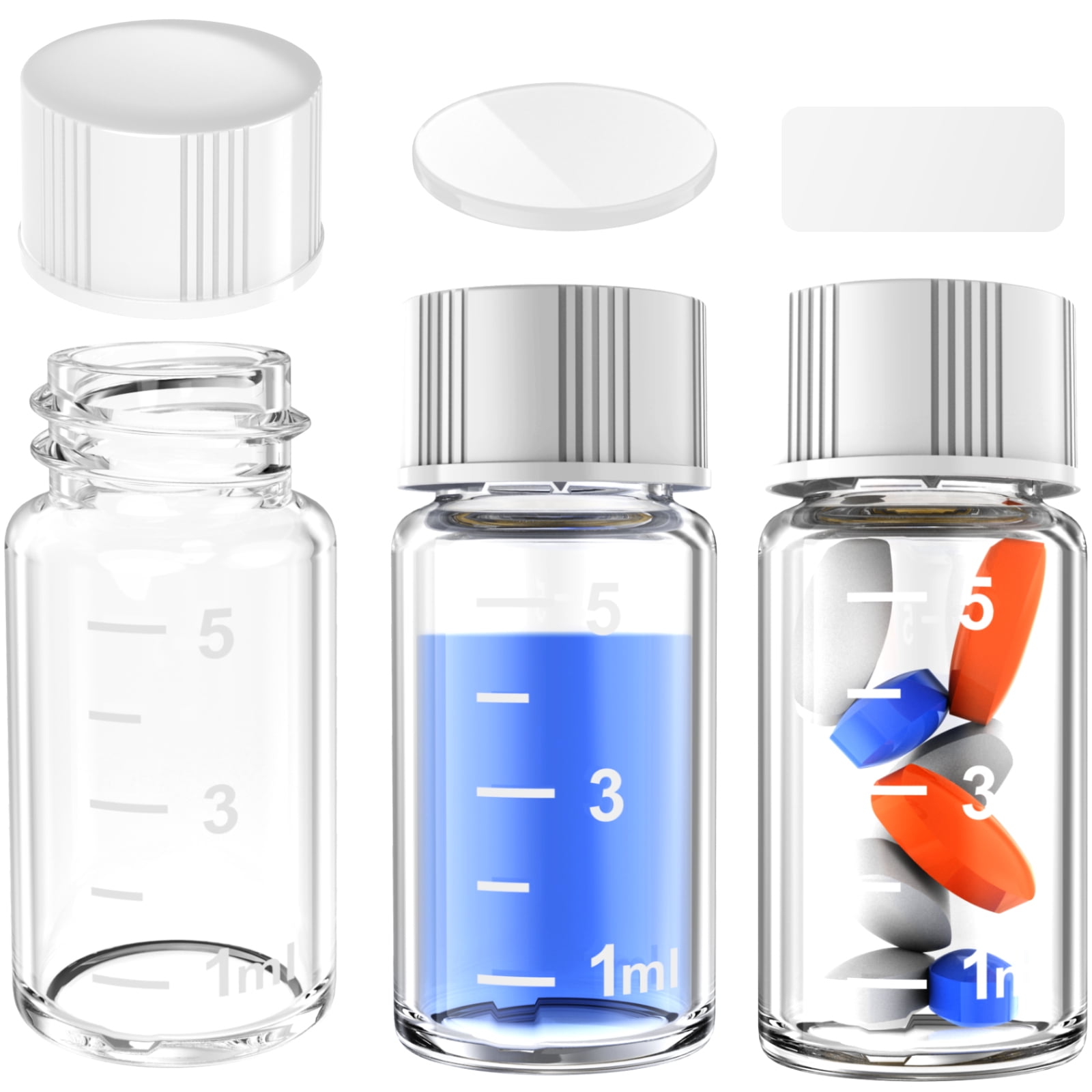 Sterile Glass Vials ,Clear Sample Vials with Measuring Line and White ...