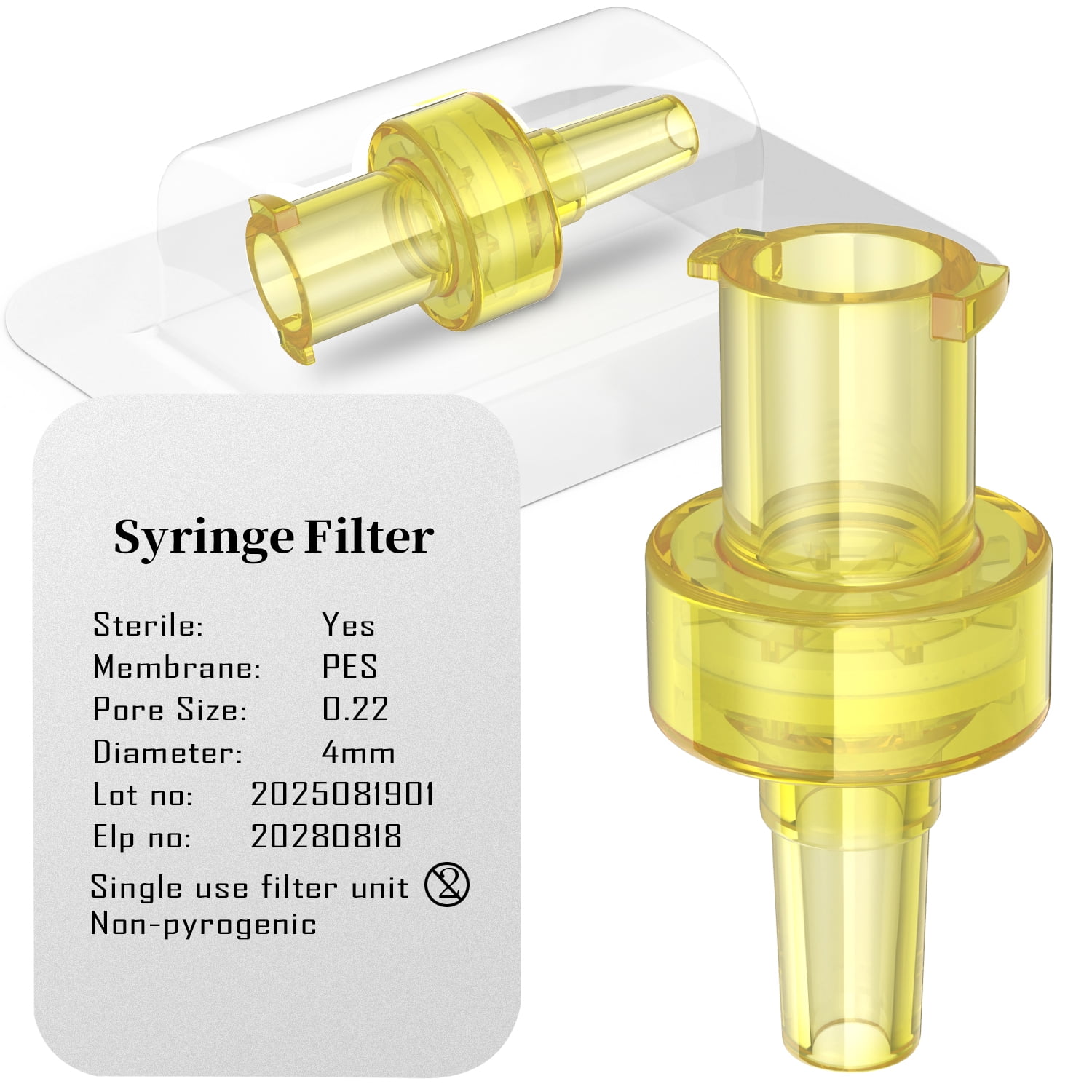 Sterile Hydrophilic Lab Filters,PES Membrane 0.22μm Pore Size,4mm ...