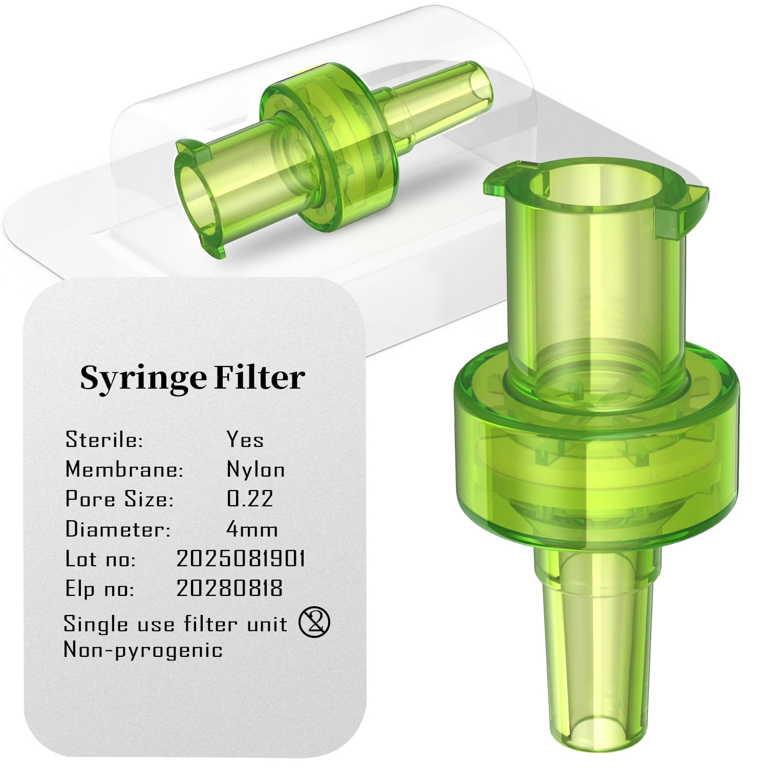 Sterile Lab Syringe Filters,Nylon Membrane 0.22μm Pore Size,4mm ...