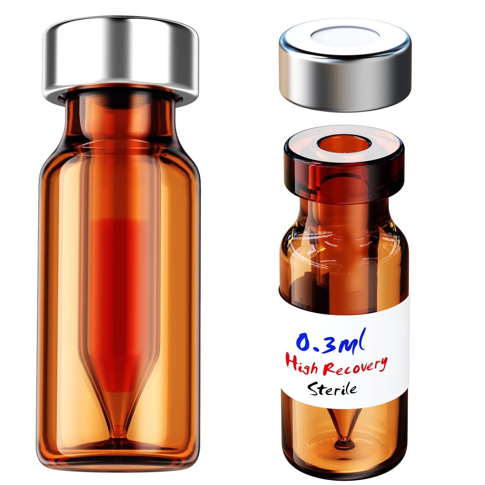 Sterile Micro-insert Vial Glass Insert Conical Bottom Shell Vials with Aluminum Crimp Top Cap ...