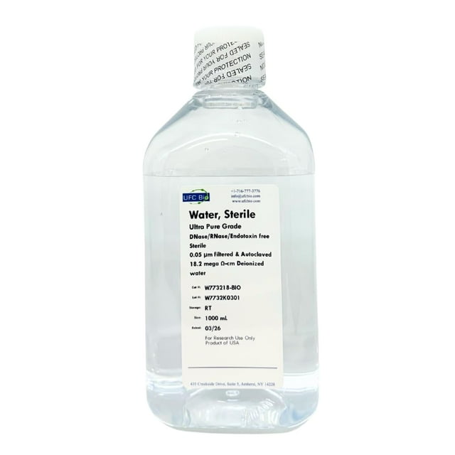 Sterile Water - Ultra Pure Grade - RNase/DNase/Endotoxin Free, Sterile ...
