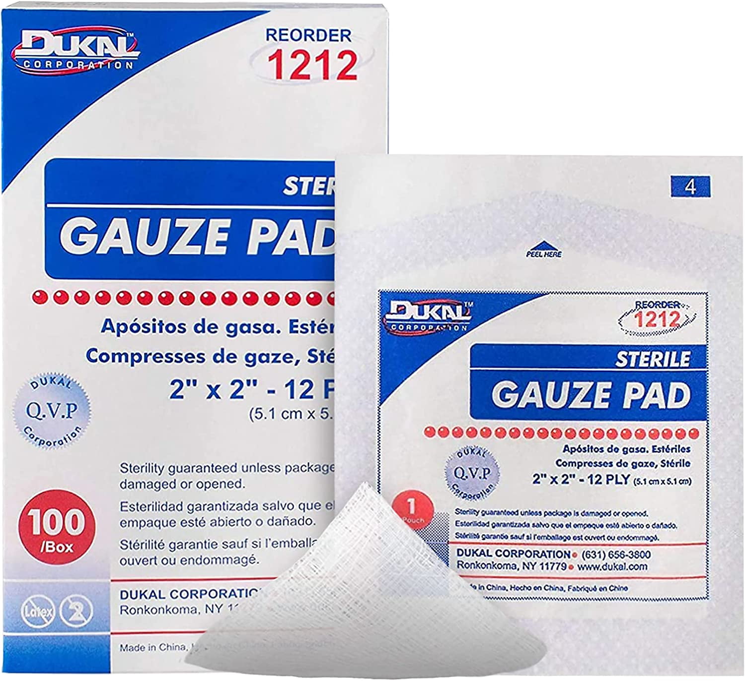 Sterile Woven Gauze Pads 2x2 - Pack of 100 Disposable Cotton Sponges ...