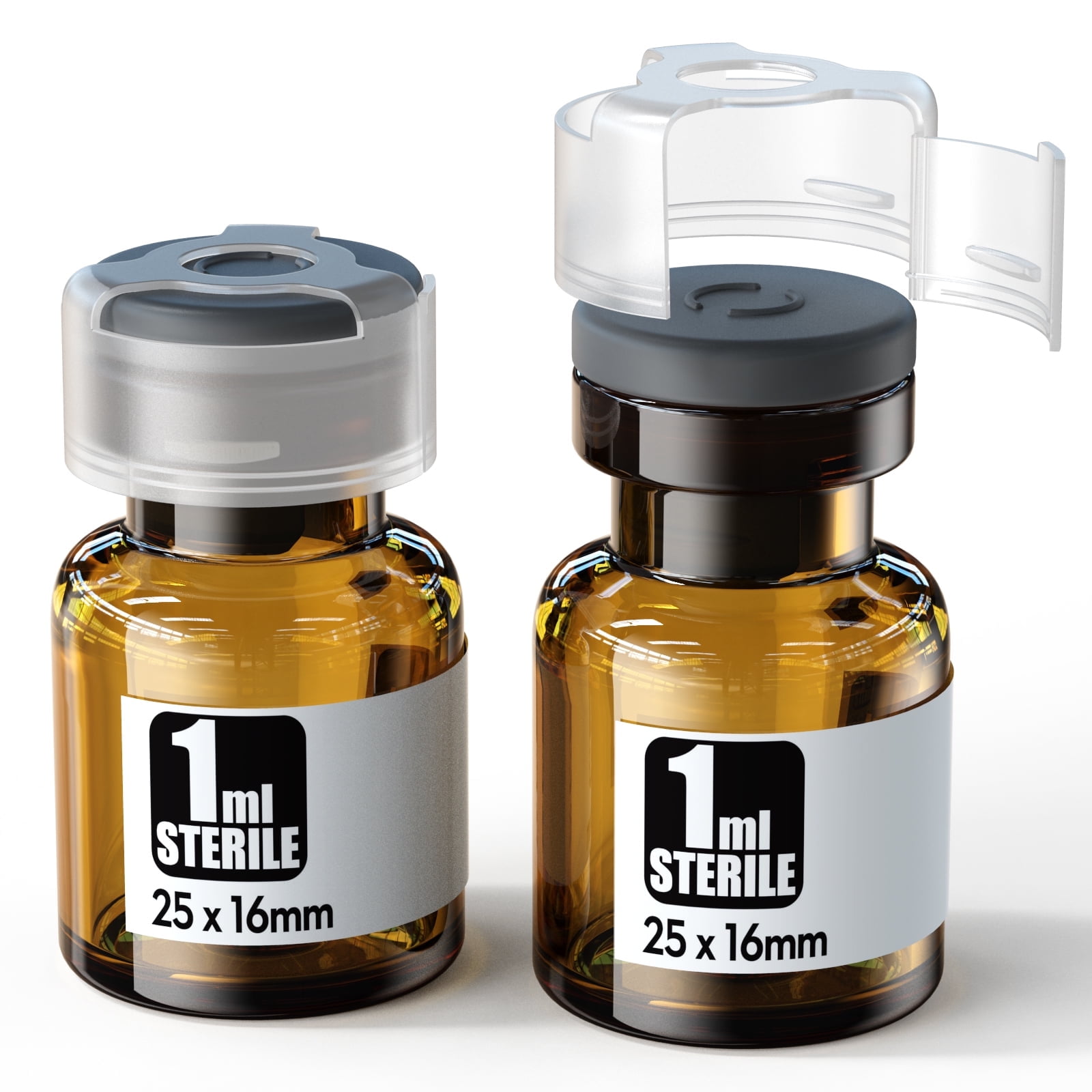 Sterile glass vials with locking cap and 13 mm Self Healing Injection ...