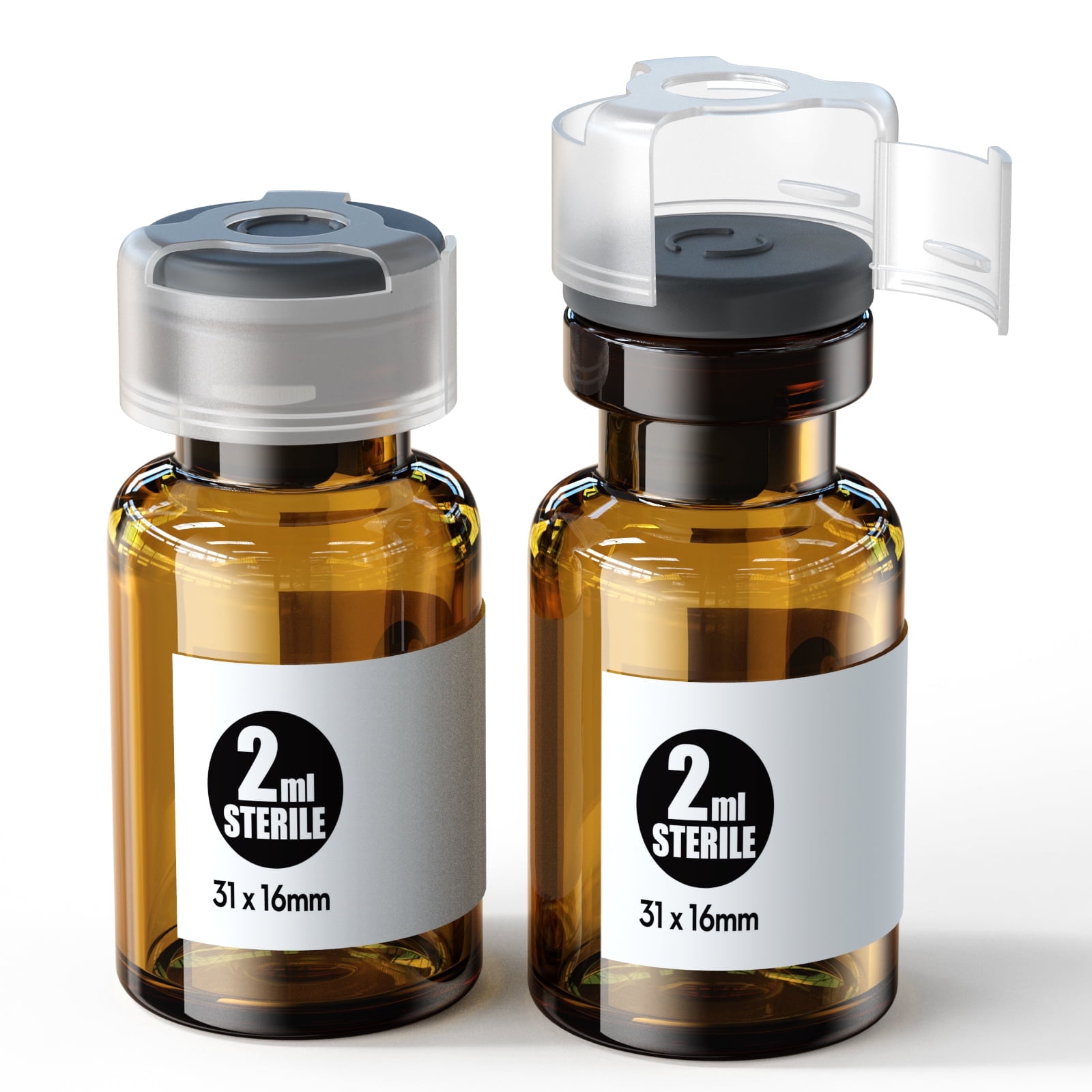 Sterile glass vials with locking cap and 13 mm Self Healing Injection ...