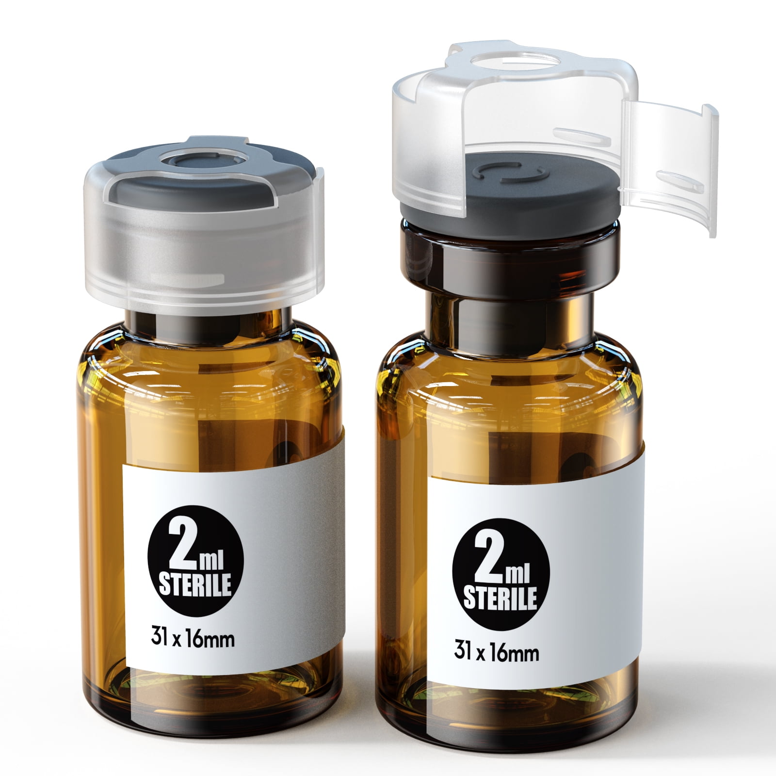 Sterile glass vials with locking cap and 13 mm Self Healing Injection ...